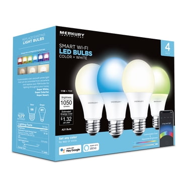 Merkury Innovations A21 Smart Color Light Bulb, 75W Equivalent ...