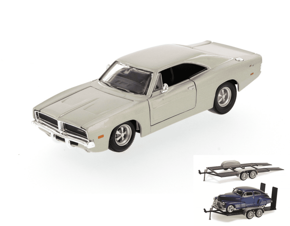 Diecast Car & Trailer Package - 1969 Dodge Charger Hard Top, Silver ...