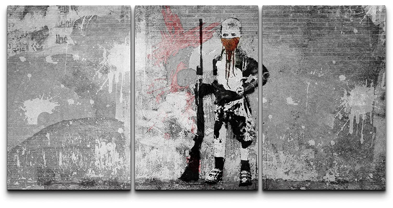 wall26 Canvas Print Wall Art Set Spray Paint Banksy Soldier Sniper ...