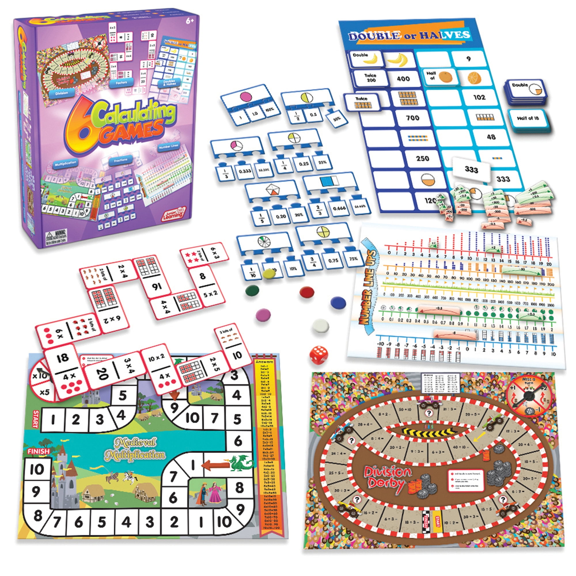6 Calculating Games Junior Learning Board Game for Ages 6-8 Grade 2 ...