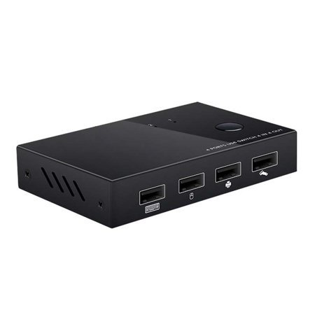 USB 2.0 KM Switch, 2 in 4 Out USB Printer Sharer Switcher Hub 2 PC ...