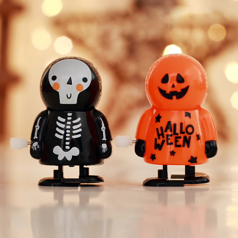 Halloween Clockwork Wind-up Skip Jumping Pumpkin Horrible Skull Toy ...