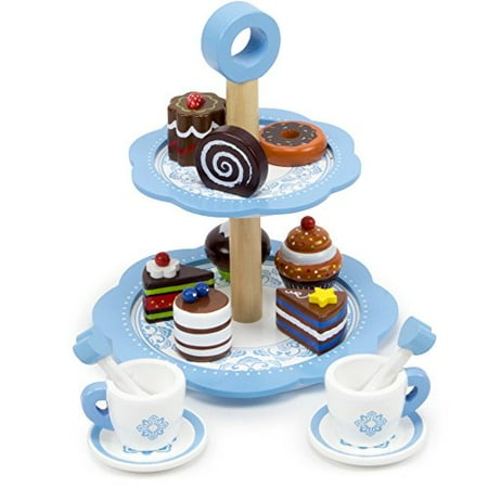 Tea Time Chocolate Pastry Tower With Two-Tier Classic Blue Dessert ...
