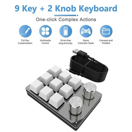 Clairlio 9 Key + 2 Knob Macro Custom Keyboard Knob Programmable Hotswap Mechanical Keypad ...