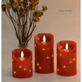 CHE-red LED flameless Candle with Embedded Star String, 3-Piece Set of ...