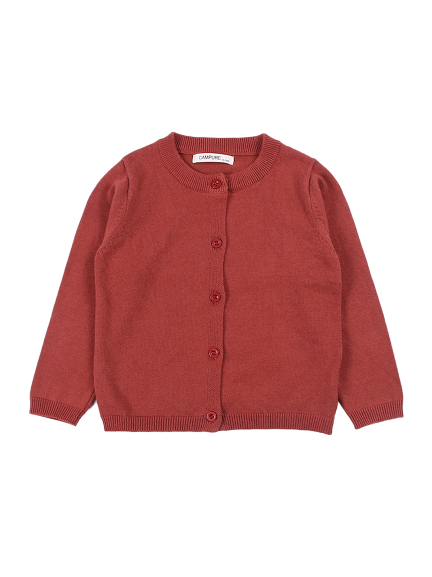 Grianlook Girls Knit Sweaters Buttons Cardigan Sweater Crew Neck ...