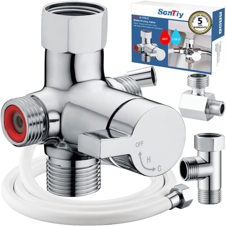 Hot and Cold Bidet Mixing Valve Kit,SJ LLC Warm Bidet T-Adapter Metal T ...