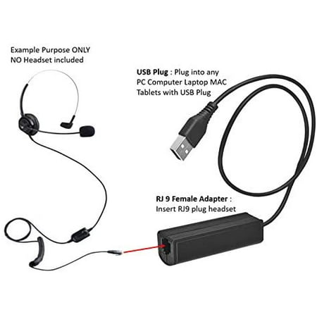 USB Plug Computer PC Laptop To RJ9 Female Adapter For Headset Work With ...