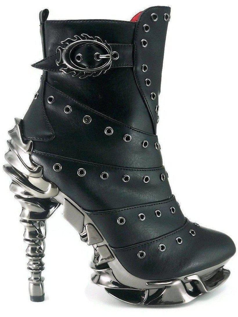 Hades Shoes H-Raven Ankle boot with Chrome plated multi-piece spinal ...