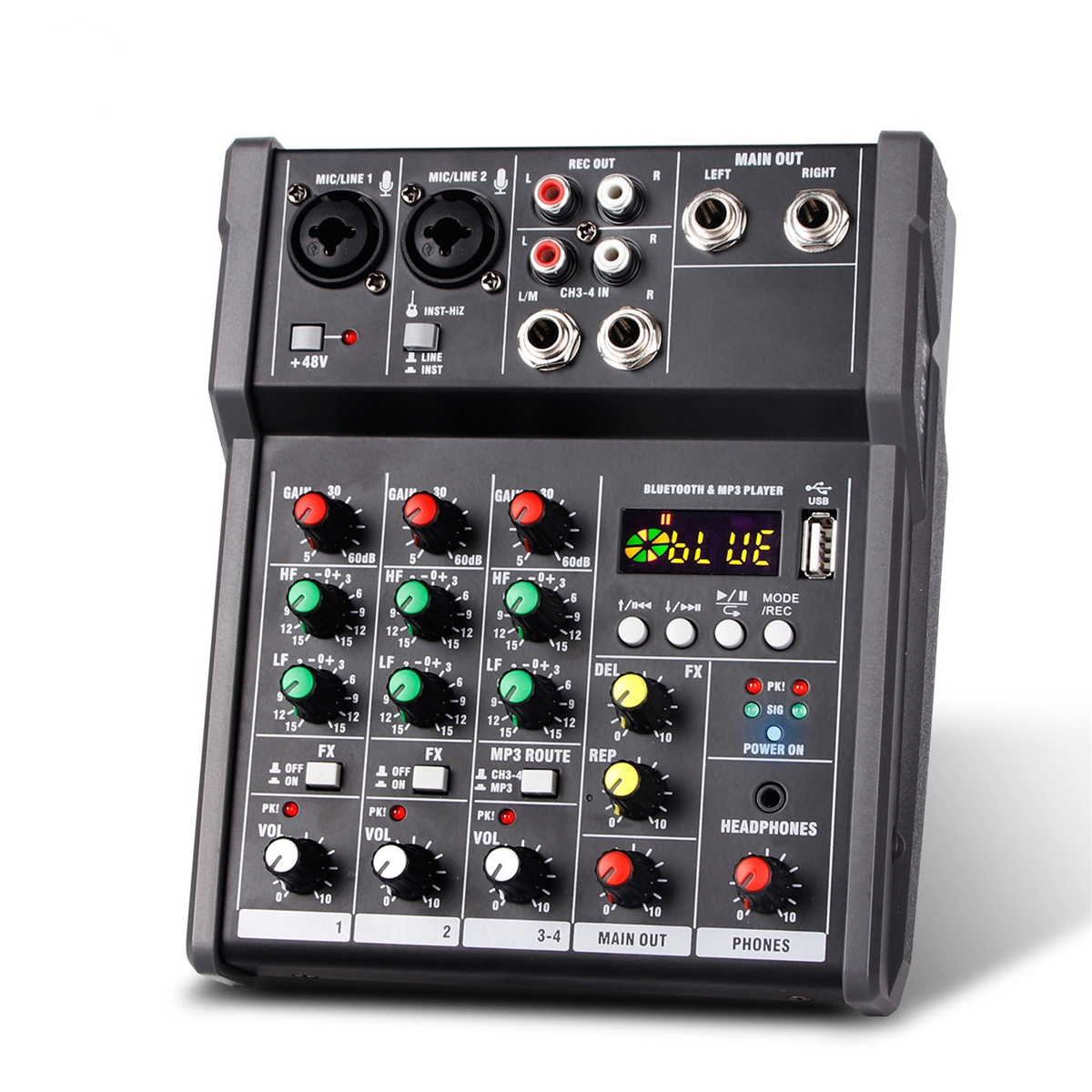 Professional Audio Mixer Sound Board Console 4 Channel Digital USB