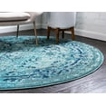 Rugs.com Fleur Collection Rug – 6' Round Light Blue Medium-Pile Rug ...