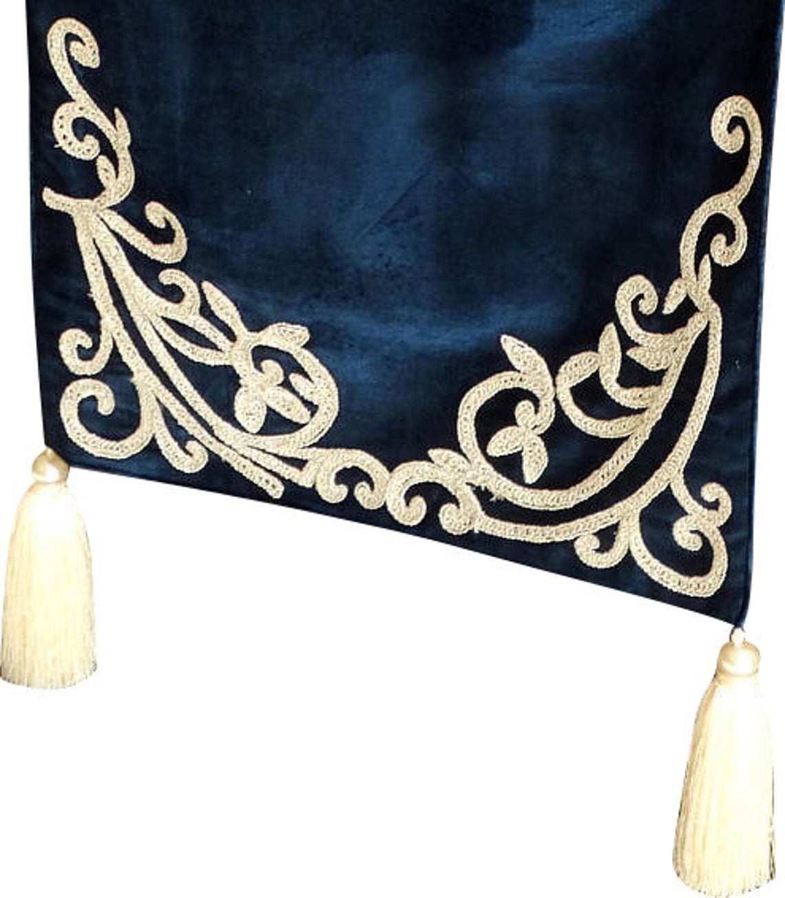 Decorative Table Runner Navy, Ivory, 14 inch wide x 64 inch long Velvet ...