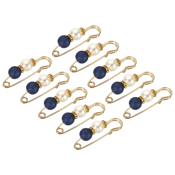 Uxcell Pearl Brooch Pins 2 Inch Metal Faux Pearl Decorative Collar ...