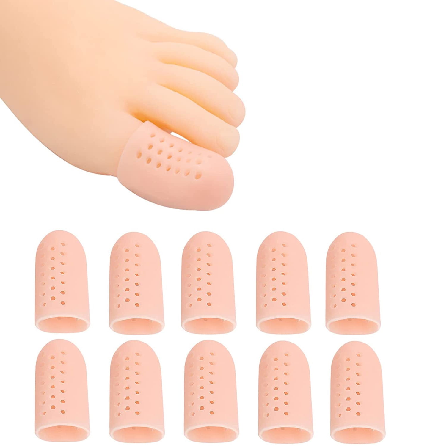 NOGIS Big Toe Cap Support, Beige Breathable Toe Protector 10 Pack Toe ...