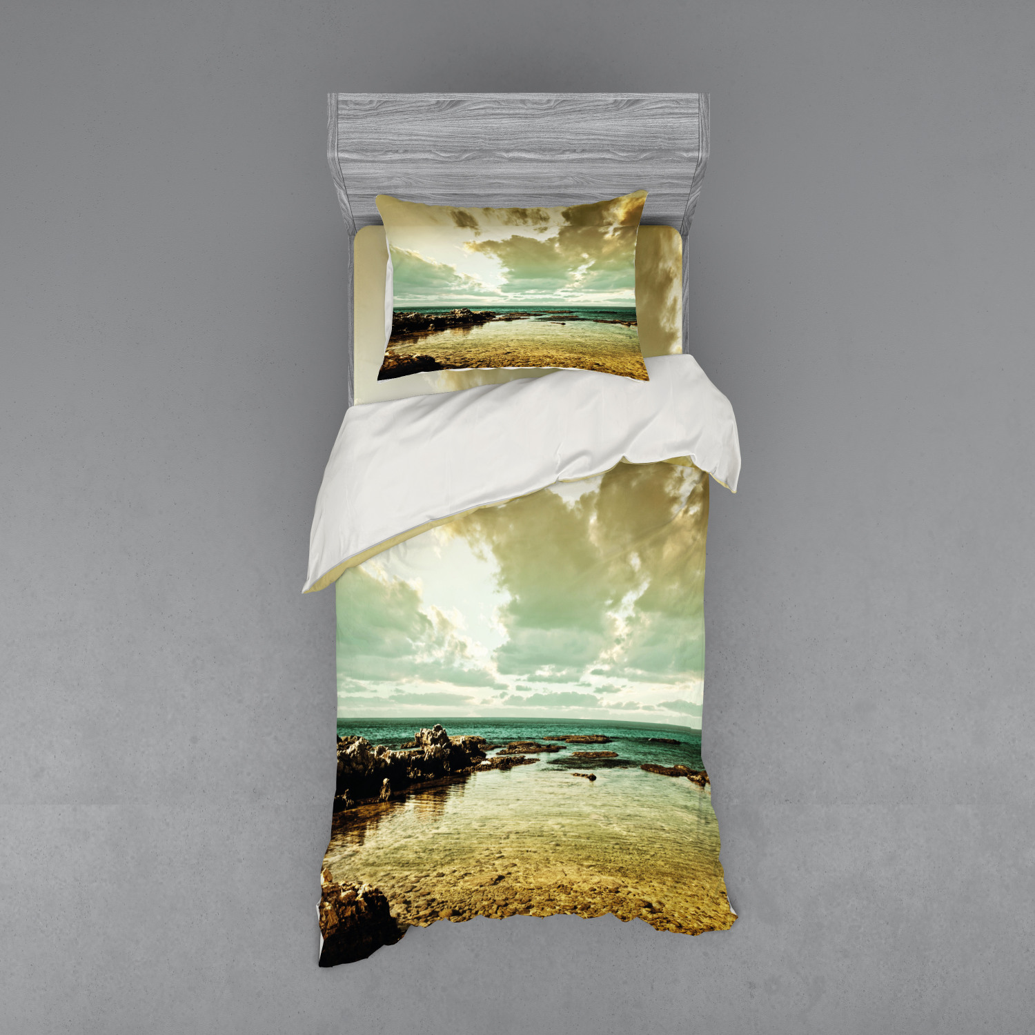 Ambesonne Landscape Bedding Set 3 Pcs, Ocean Island Scenery, Twin XL ...