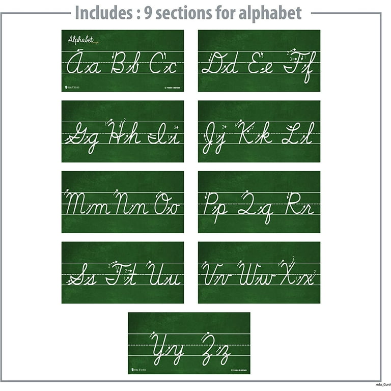 Abc Cursive Script Alphabet Poster Standard Size Chart