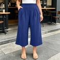 PWPSG Women's Elastic-Waist Wide-Leg Cropped Pants, Classic Solid Tone ...