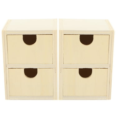 2 pcs Wooden Small Drawers Unpainted Blank Small Drawers DIY 2 Layers ...