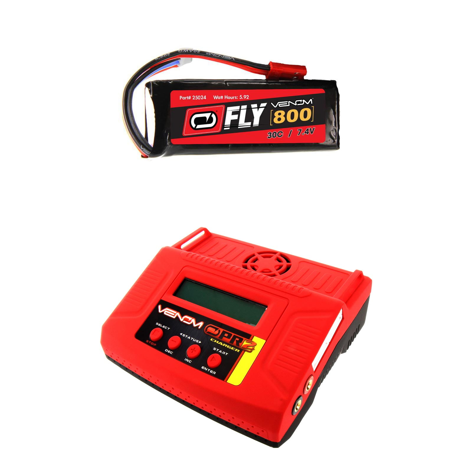 Venom Fly 30C 2S 800mAh 7.4V LiPo Battery with JST Plug for RC Planes ...