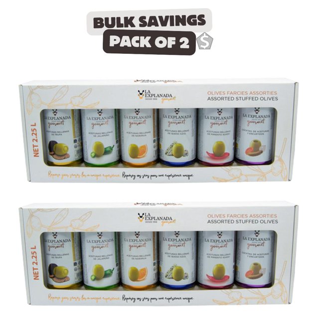 Pack of 2 - La Explanada Assorted Stuffed Olives (6 x 375 ml) - Walmart.ca