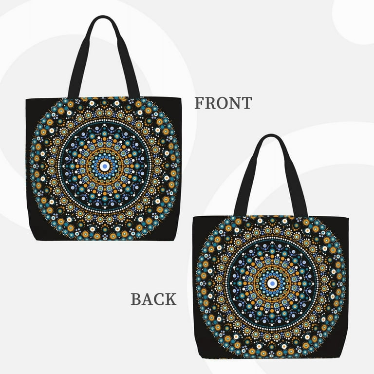 Disketp Dot Mandala Canvas Tote Bag,Women Shoulder Bag Disketp Dot Mandala Canvas Tote Bag,Women Shoulder Bag
