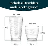 Libbey Orbita Tumbler and Rock Glass Set, Durable, Chip-Resistant Glass ...