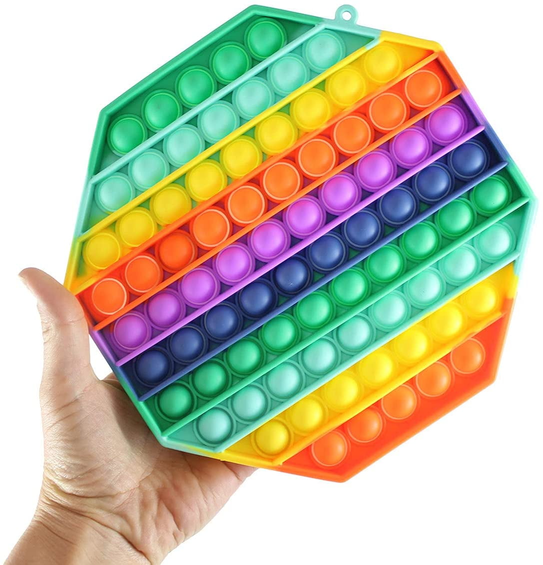 1 OCTAGON Rainbow Large 8" Bubble Pop Game - Silicone Push Poke Bubble ...