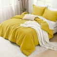 Mustard Yellow Comforter Set Full Size, 3 Pieces Lightweight Solid ...