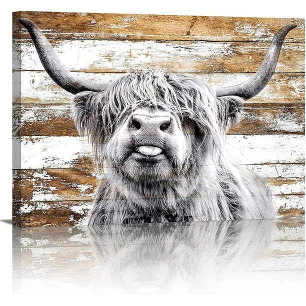 Highland Cow Wall Art Farmhouse Wall Decor Cow Canvas Print Picture ...