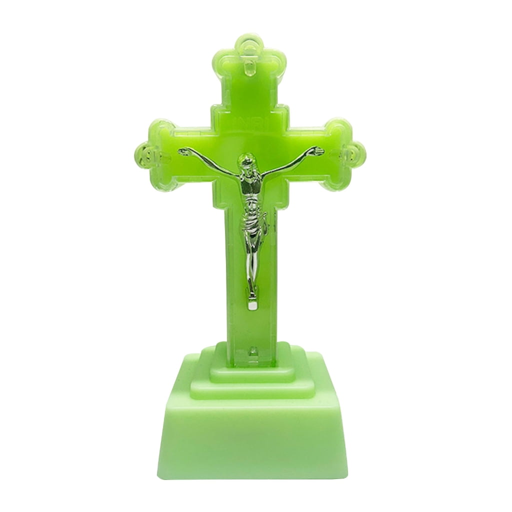 LED Electronic Night Light Jesus Cross Home Church Pray Ornaments ...