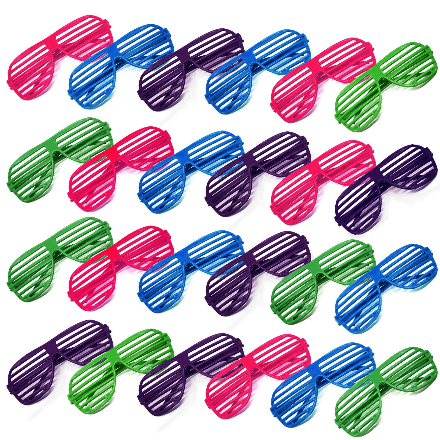 24 Pairs Shutter Glasses Shades Eyeglasses, Neon Color Slotted ...