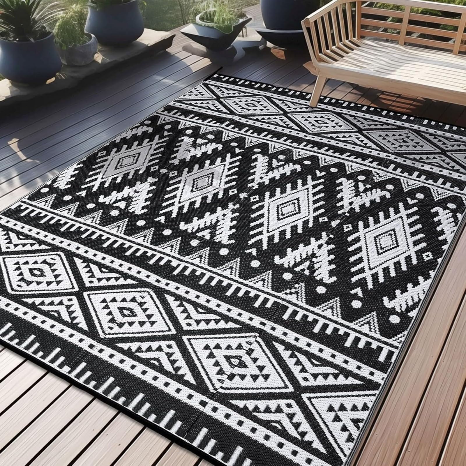 Click here for Olanly Waterproof Outdoor Rug 6x9 Ft  Reversible P... prices