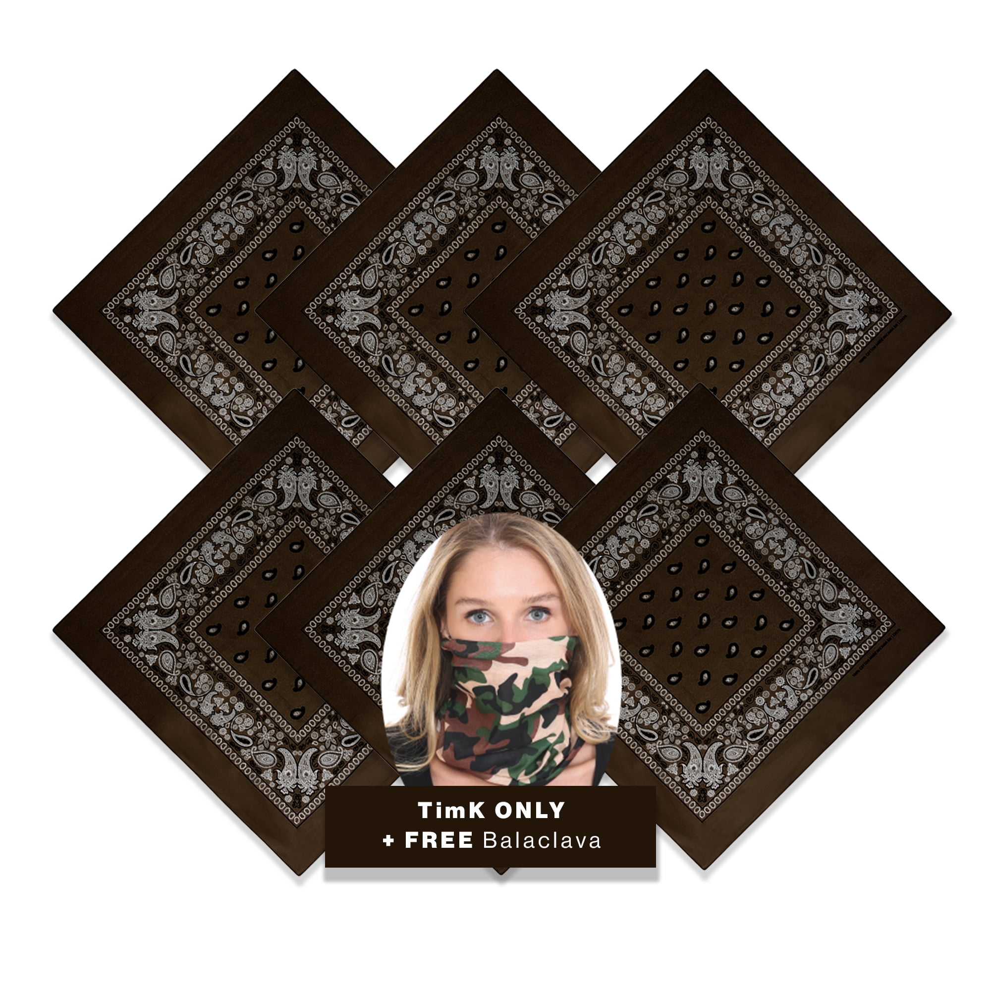 BASICO 6pk Brown Paisley Bandana Face Covering | 100% Cotton Bandana ...