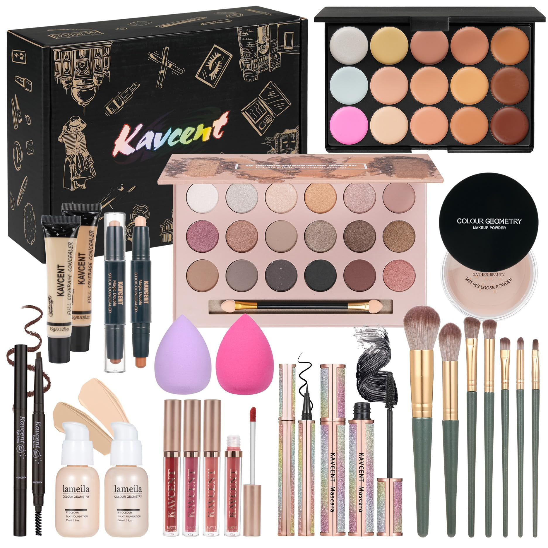 Kit de maquillaje KAVCENT Set de maquillaje para adolescentes y mujeres ...