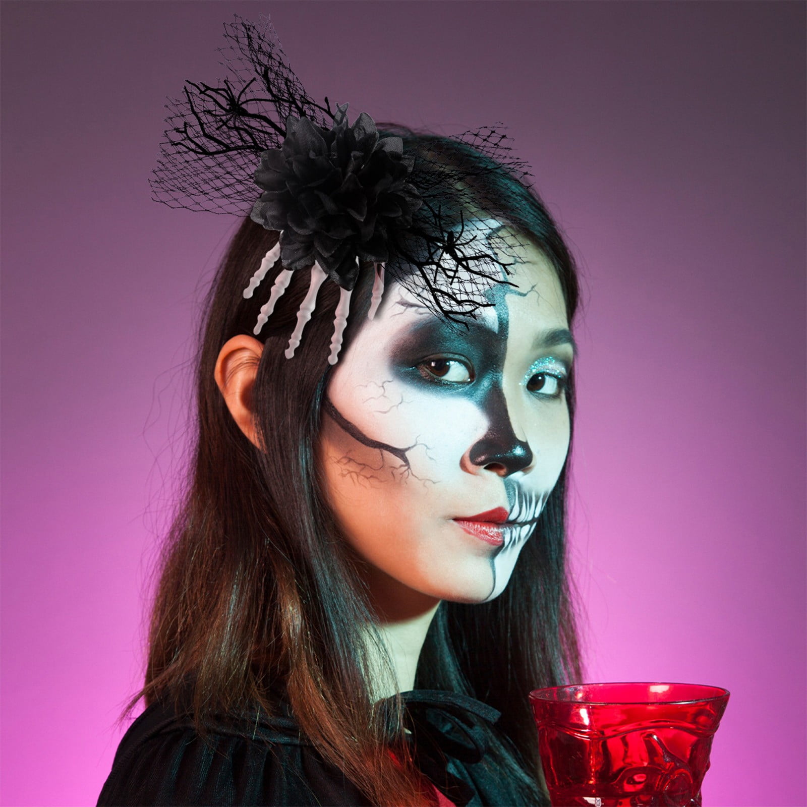 Click here for Halloween Hair Clips Spidered Web Skeleton Hair Cl... prices