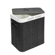 Lavish Home Two-Sided Fabric Laundry Hamper with Lid and Handles, Gray ...