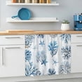 Blue Marine Life Cabinet Curtains 11" W x 13" L Ocean Coral Sea Star ...