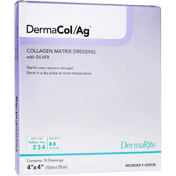 DermaCol/Ag Silver Collagen Dressing, 4 Inches x 4 Inches, Square ...