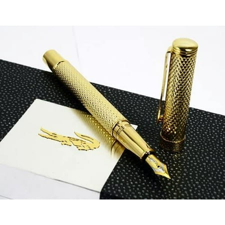 Crocodile 22kgp Executive Golden Raised Fountain Pen with Push in Style ...