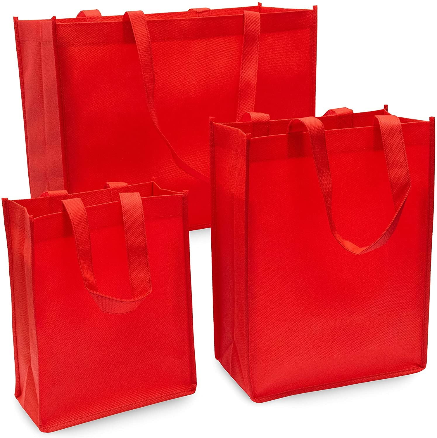 Zenpac- Reusable Bags with Handles, Red Fabric Totes, Bulk 12 Pcs ...