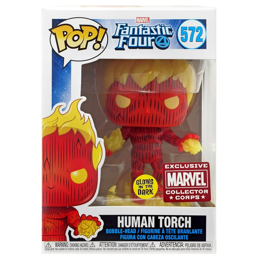 Funko POP! Marvel Human Torch Vinyl Figure [Glow-in-the-Dark] - Walmart ...