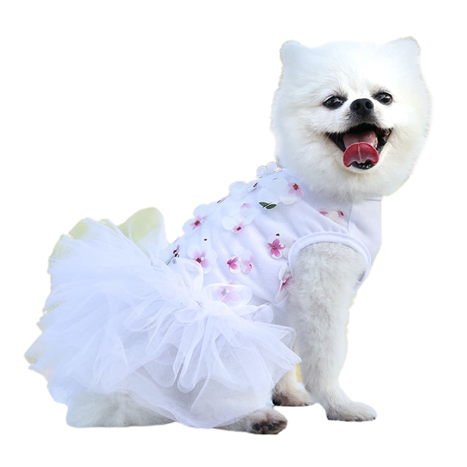 Reheyre Dog Dress Flower Pattern Comfortable Outfits Summer Cute Puppy ...