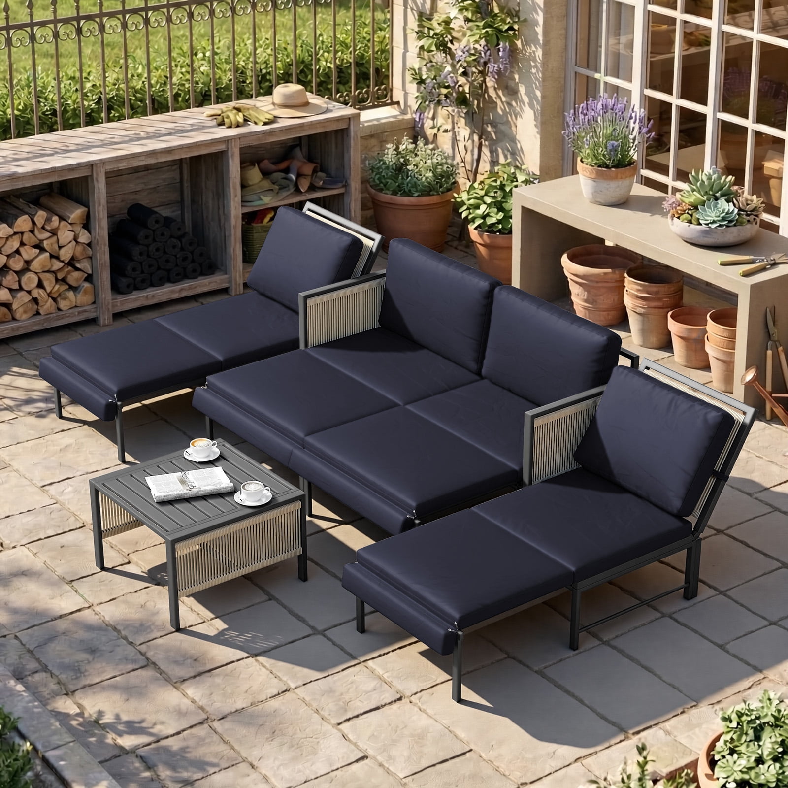 Click here for Aecojoy Aluminum 4/5-Seat Outdoor Sectional Patio... prices