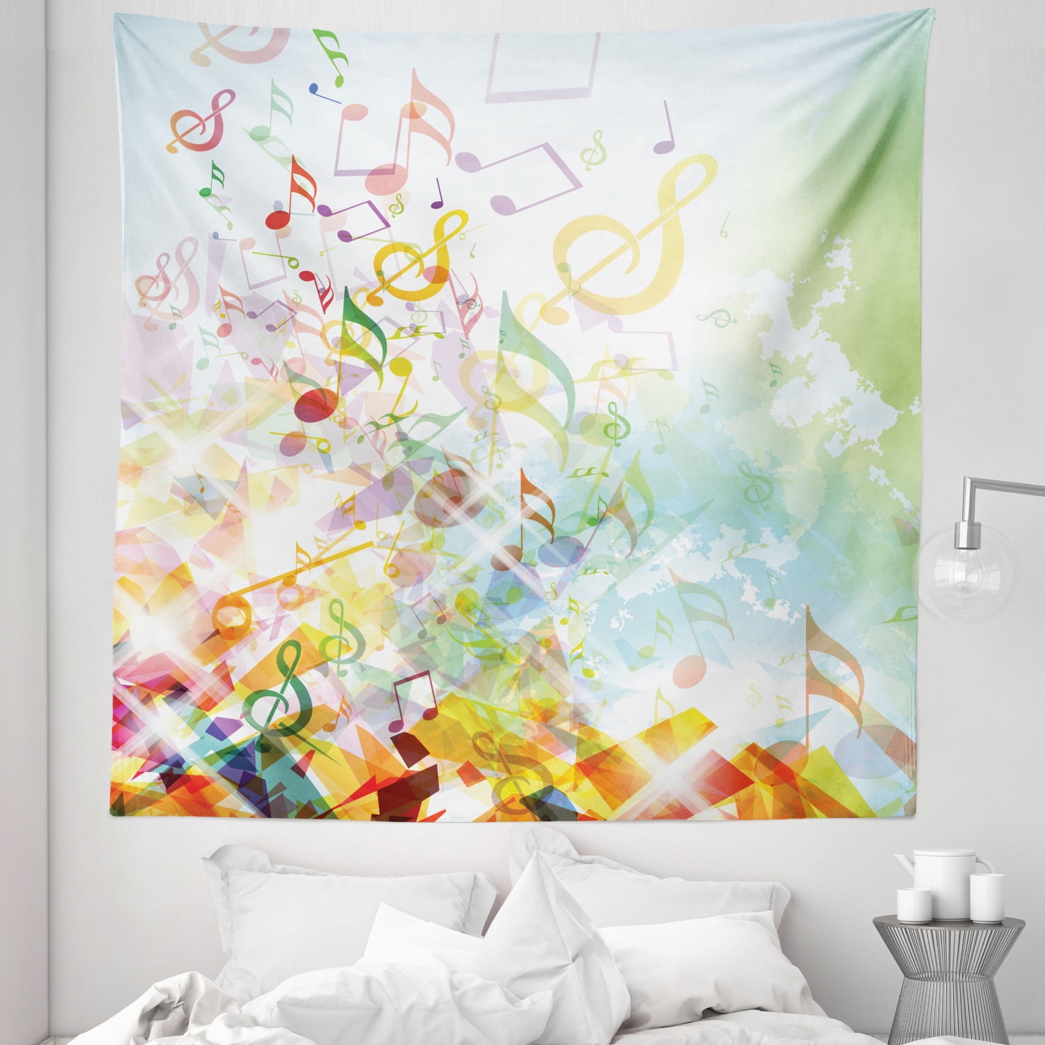 Music Note Tapestry, Pattern of Colorful Shattered Elements Geometric ...