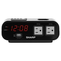 Sharp Alarm Clock with 2X Outlets, Surge Protect, Rapid USB Charge, LED ...