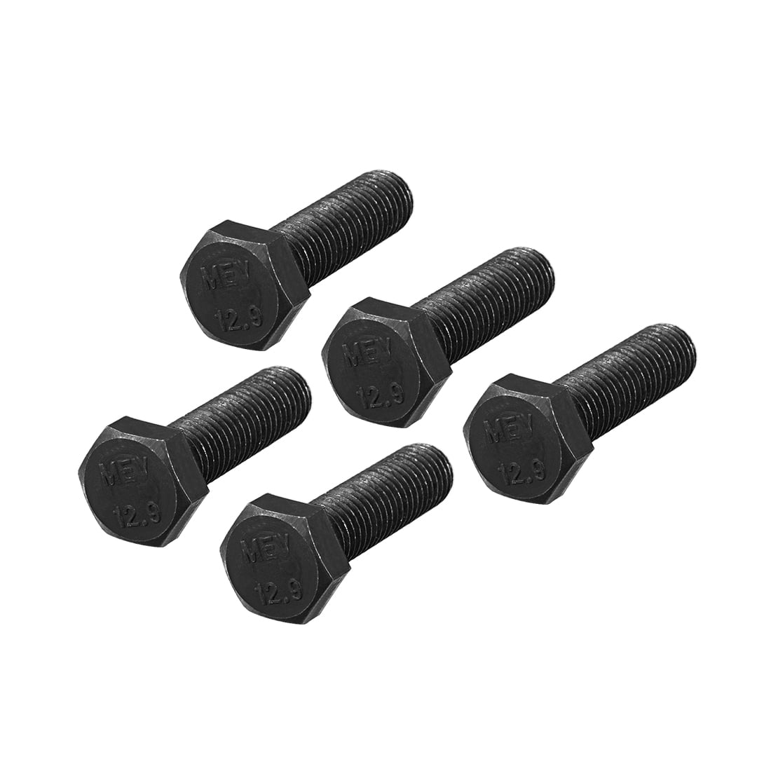 M12x40mm Hex Head Left Hand Screw Bolts Fastener Carbon Steel Black ...