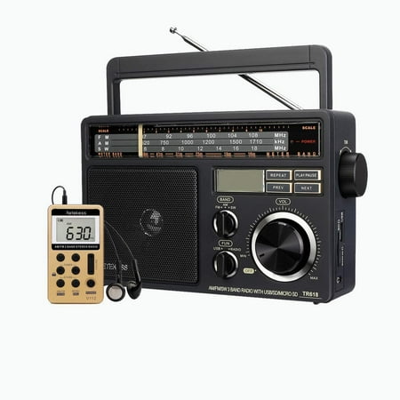 Bmatwk TR618 Portable AM FM SW Radio, Compact Tabletop Radio, Powered ...