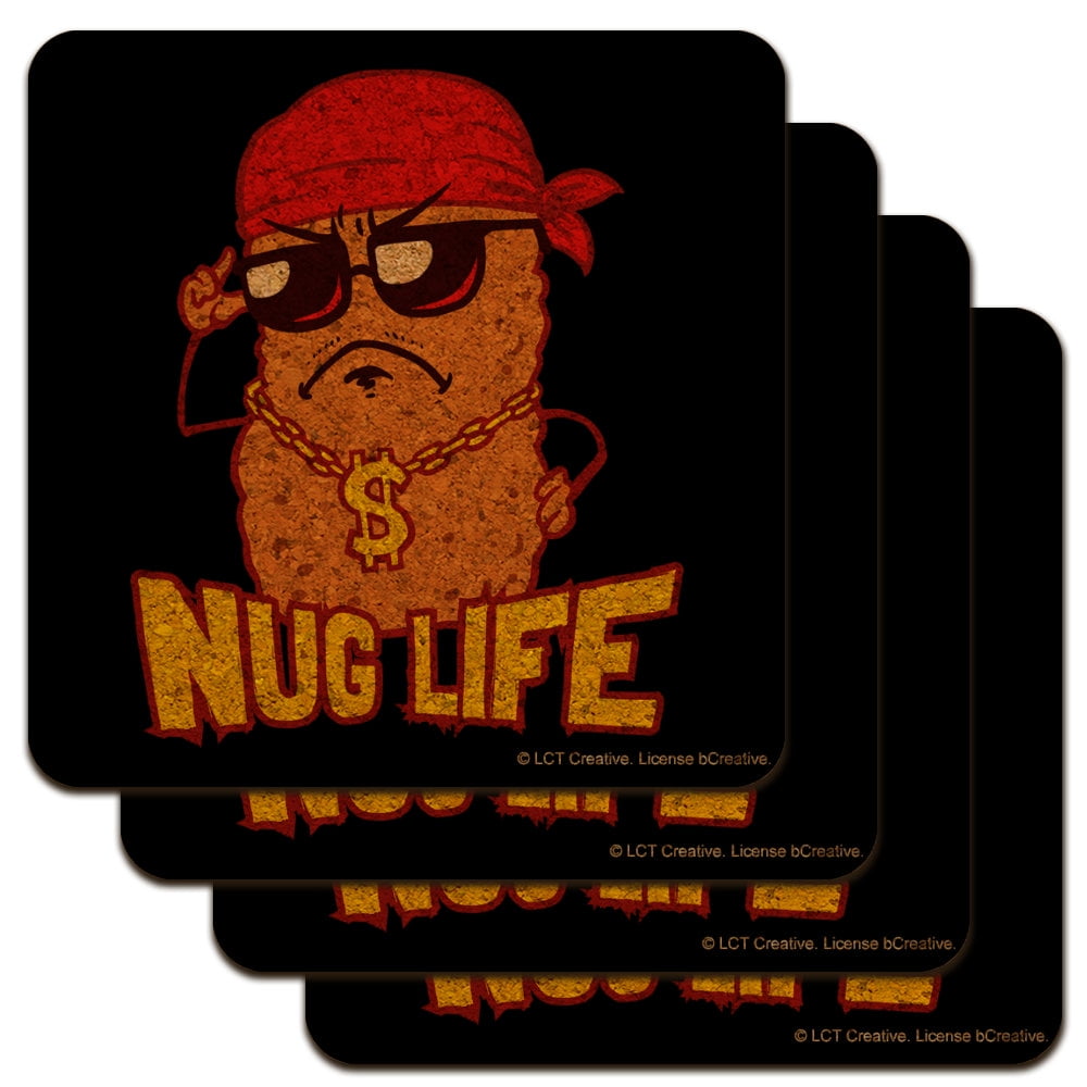 Nug Life Chicken Nugget Funny Humor Low Profile Novelty Cork Coaster ...
