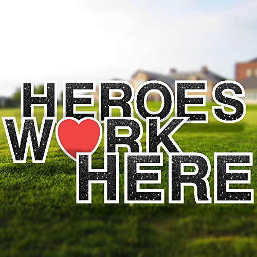 Vispronet Heroes Work Here Yard Signs with Stakes – Large Easily ...