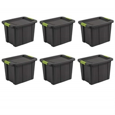 Sterilite Large 45 Gallon Latching Storage Tote Boxes, Gray/Green, (4 ...
